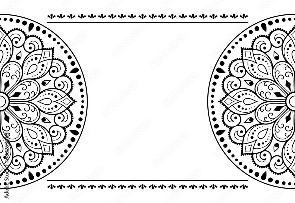 Frame in eastern tradition. Stylized with henna tattoos decorative ...