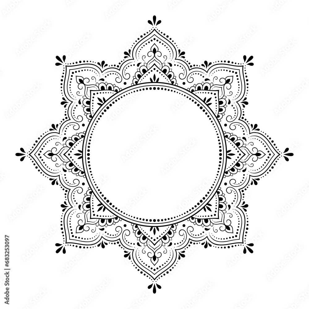 Frame in eastern tradition. Stylized with henna tattoos decorative ...