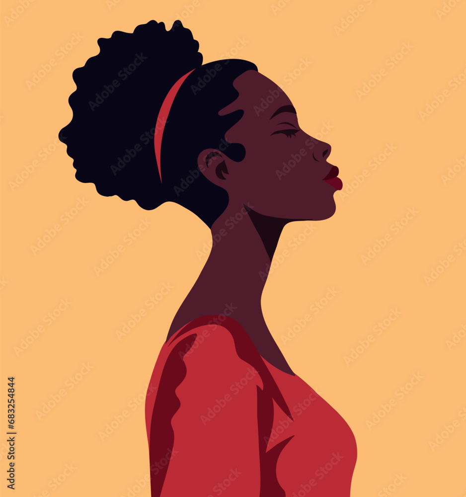 Icon Portrait of a black African girl. Side pose. Vector avatar of ...