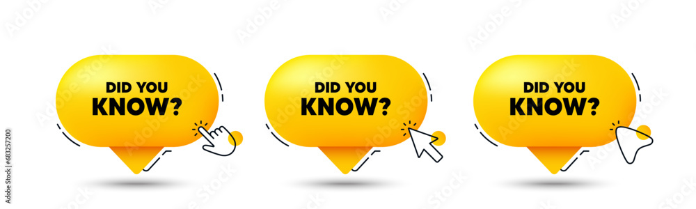 Did you know tag. Click here buttons. Special offer question sign ...