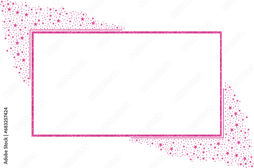 Bright Pink square or rectangular frame with pink Sparkle Glitter Stars ...