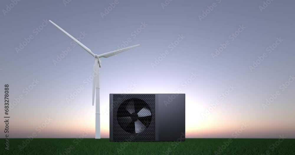 rotating fan of a heat pump energy as a heater with windmill turbine ...