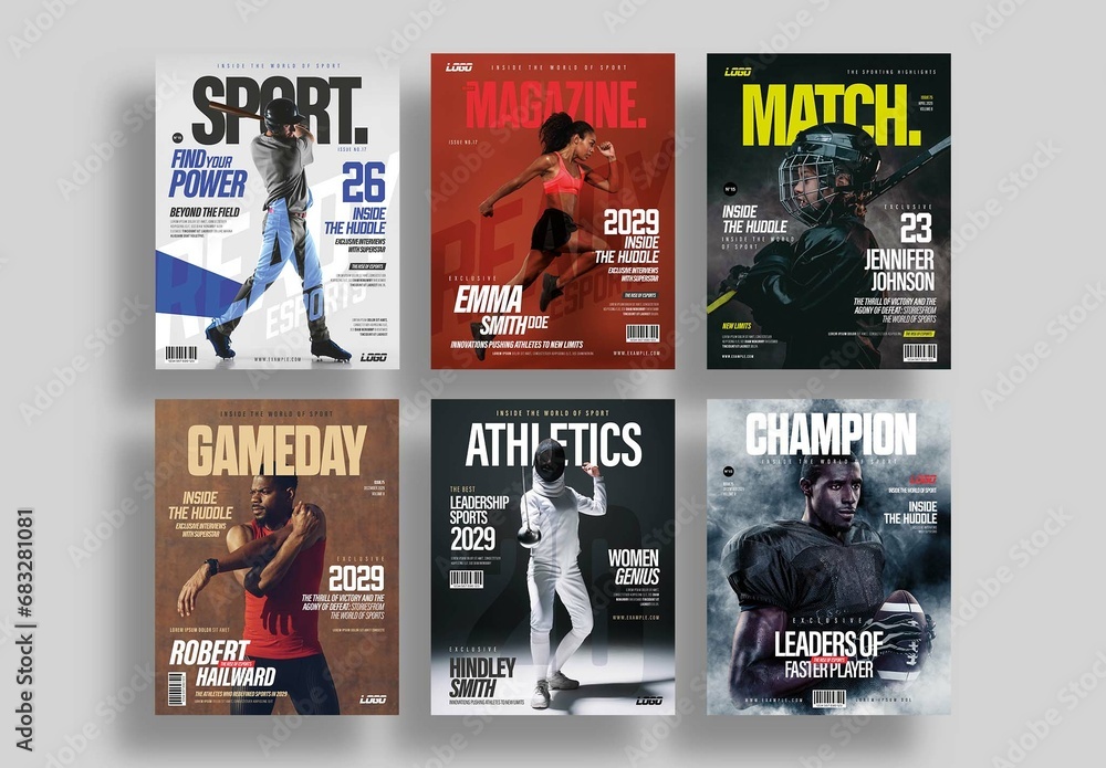 Sport Magazine Cover Layouts Stock Template | Adobe Stock