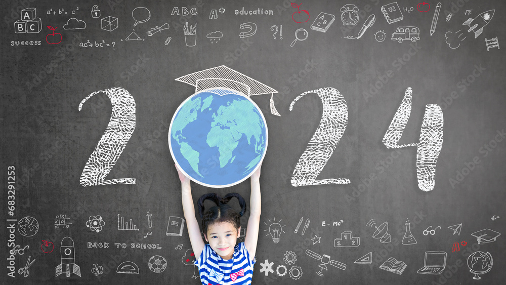 2024 educational academic new year calendar for school class with ...