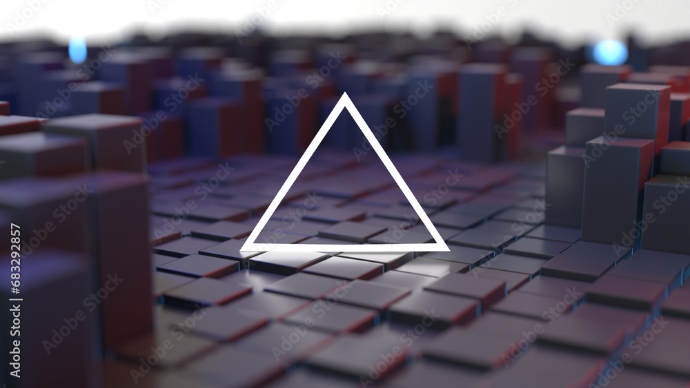 3D geometric scene with cyberpunk theme. 3D wallpaper, 3D background ...