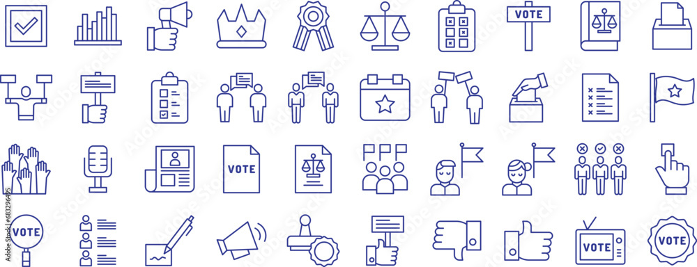 Election campaign and voting outline icons set, including icons such as ...