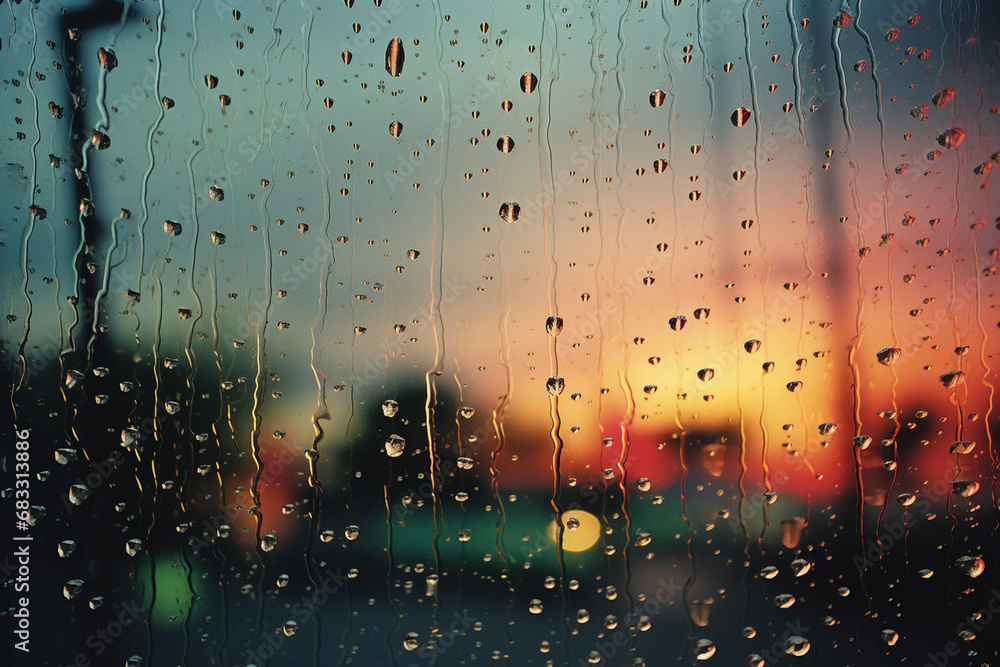 Digital raindrops suspended in midair, each one reflecting a spectrum ...