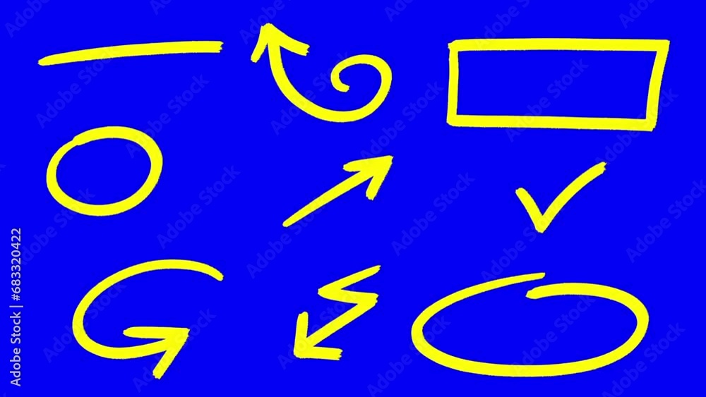 Arrows and a few other shapes yellow version one on blue background ...