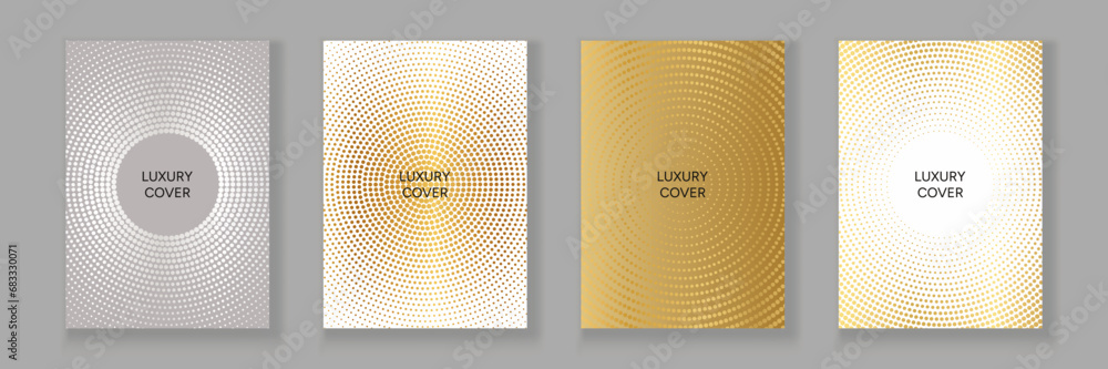 Luxury a4 cover template with gold and silver halftone dot pattern ...