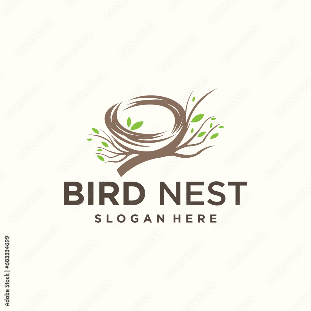 vector natural birds nest logo natural root and leaf birds nest logo ...