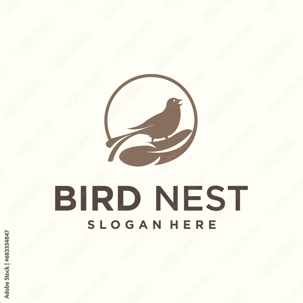 vector natural birds nest logo natural root and leaf birds nest logo ...