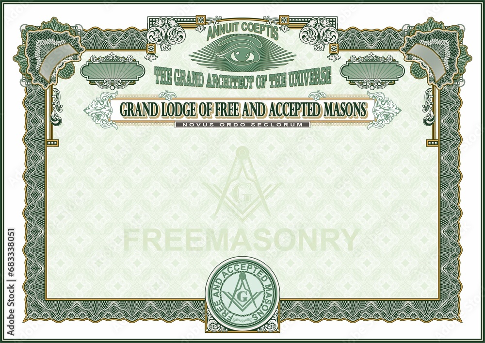 Horizontal blank for creating a certificate, diploma, securities or ...