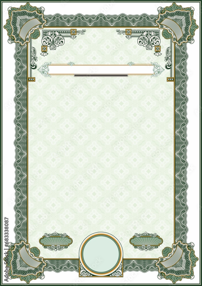 Blank vertical form for creating certificates, diplomas or other ...