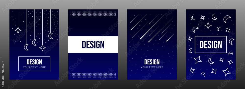 Set of vector night sky backgrounds for flyers, posters, covers ...