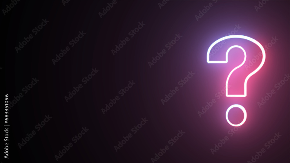 Glowing purple and blue neon question mark symbol on alpha channel ...