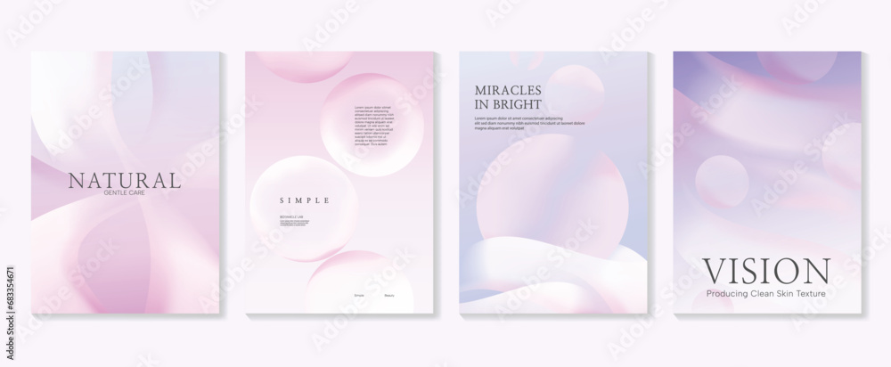 Aesthetic poster design set. Cute gradient holographic background ...