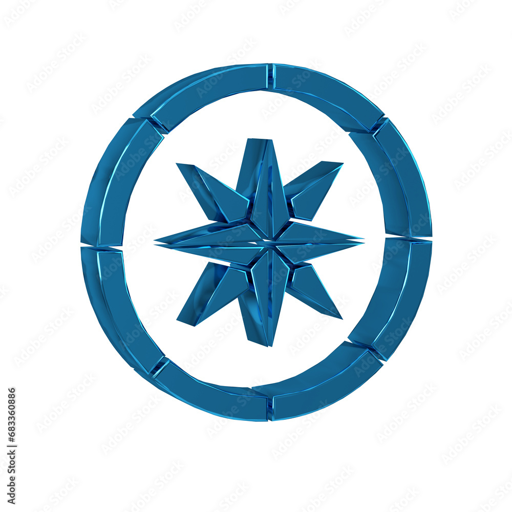 Blue Compass icon isolated on transparent background. Windrose ...