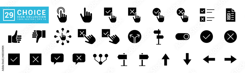 Collection of choice icons, selection, option, dilemma, yes or no ...