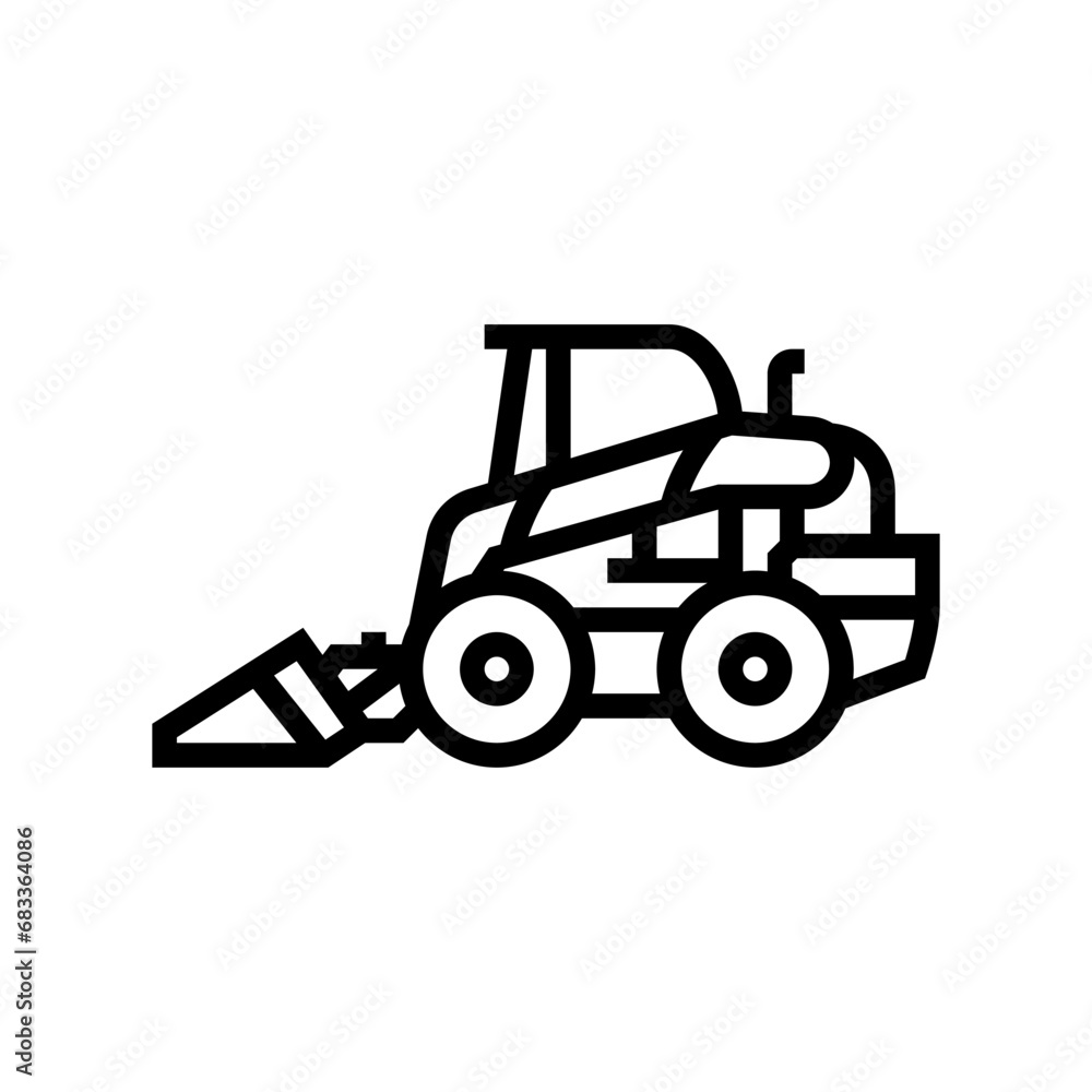 skid steer construction vehicle line icon vector. skid steer ...
