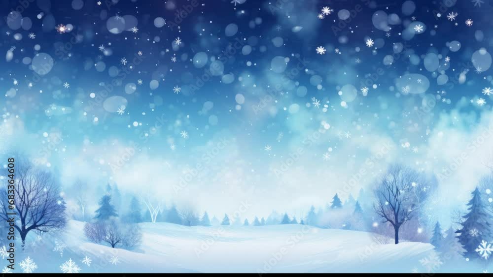 Winter snow Winter Christmas background. Snow and magic light ...