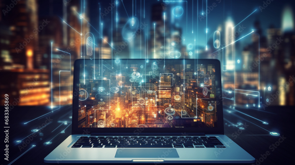 Laptop show business transaction on screen, Cyber Security and data ...