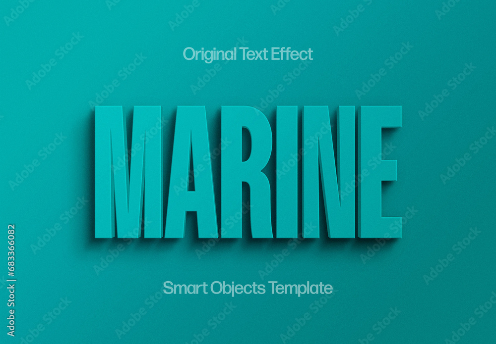 Marine Turquoise 3D Text Effect Mockup Stock Template | Adobe Stock