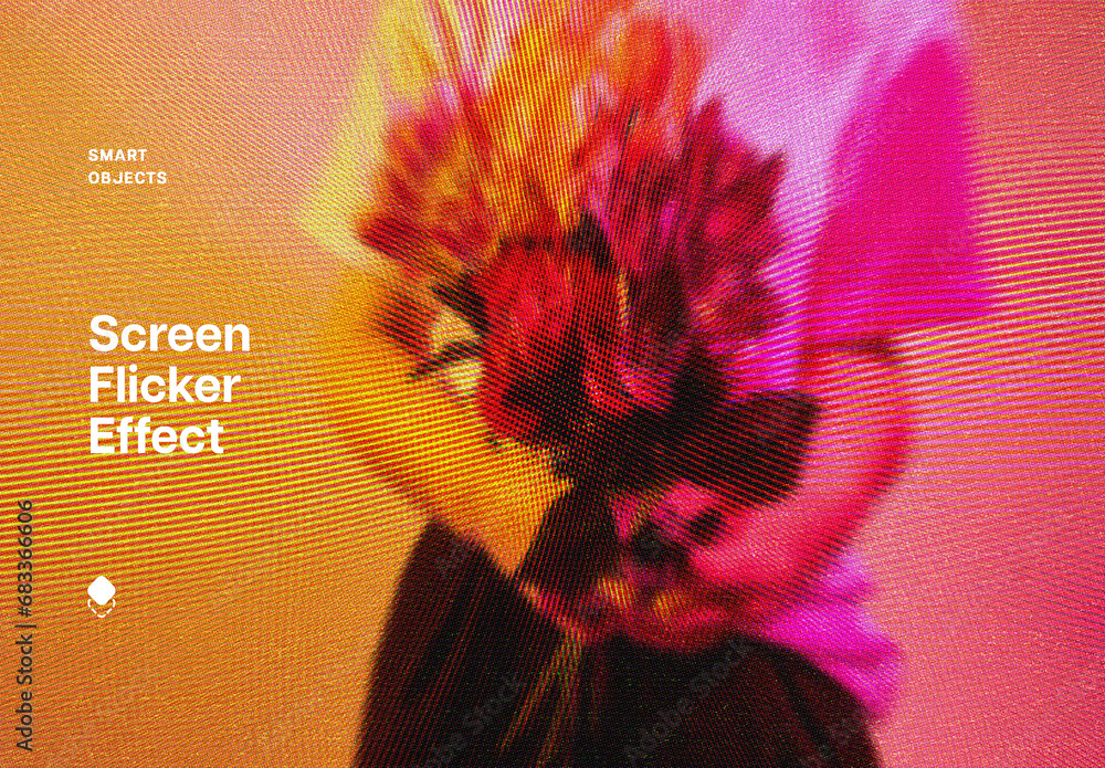 Retro Screen Flicker Photo Effect Mockup With Generative AI Preview ...