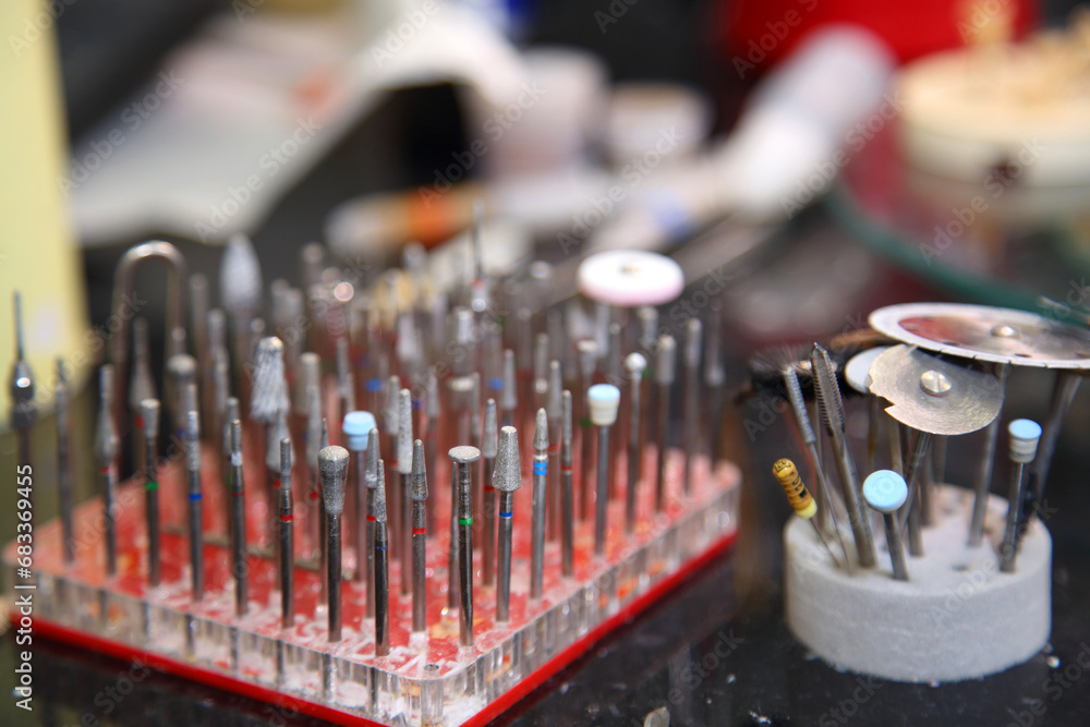 Packaging of dental crown caps. Scanning of plaster casts of teeth ...