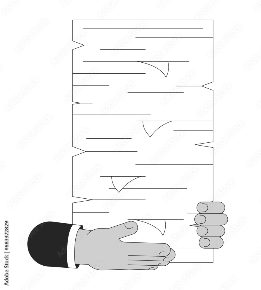 Holding paperwork pile cartoon human hands outline illustration ...