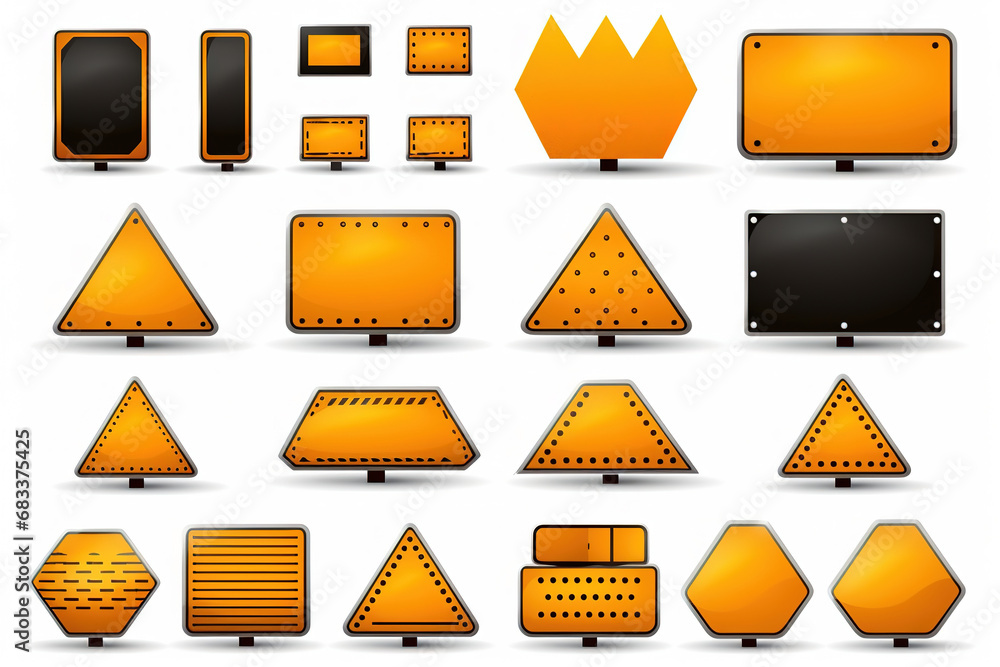 Road sign in realistic style isolated on white background. Set danger ...