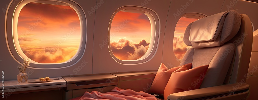 Luxury interior of a business jet. First class seats Stock Photo ...