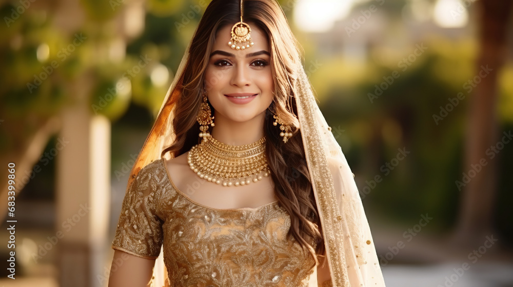Stunning Indian bride dressed in Hindu traditional wedding clothes ...