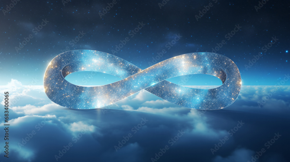 Infinity, symbol and icon in space for science, education and ...