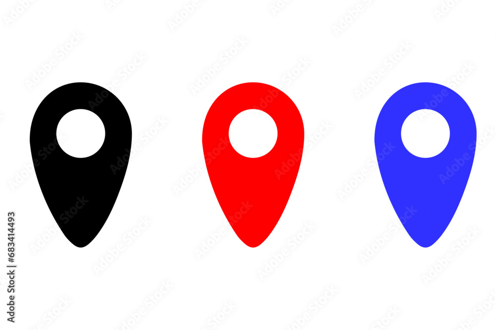 location pin icon symbol sign. Set of map pin location icons. Modern map markers. GPS location ...