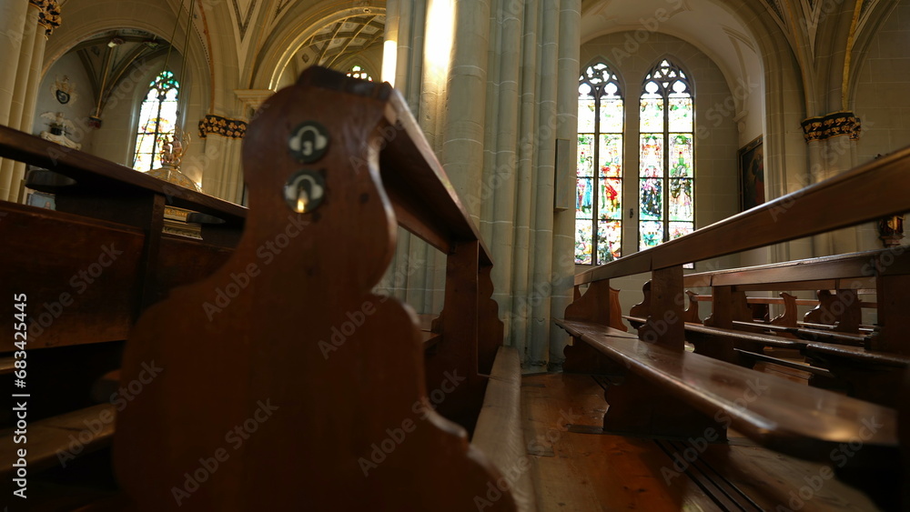 European Catholic Cathedral with Wooden Benches and Arches?Historic ...