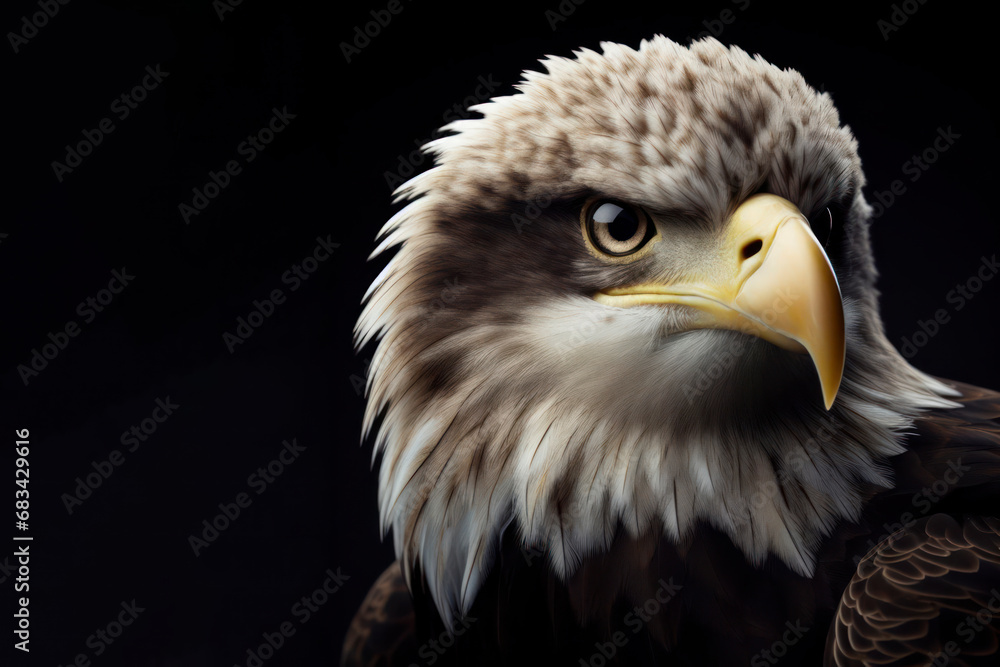 portrait of a eagle isolated on black background with copy space. ai ...