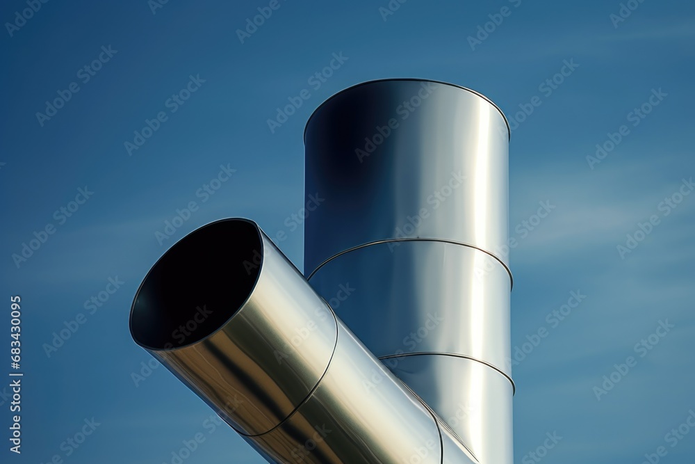 A metal pipe protruding from the side of a building. This image can be ...