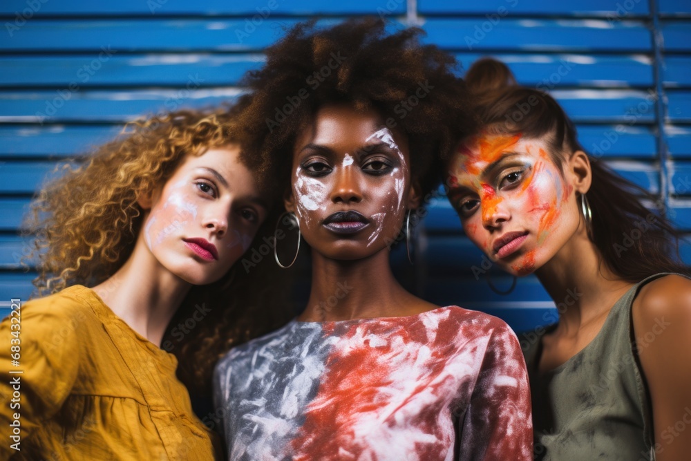 Beautiful women with various skin tones, group of people from different ...