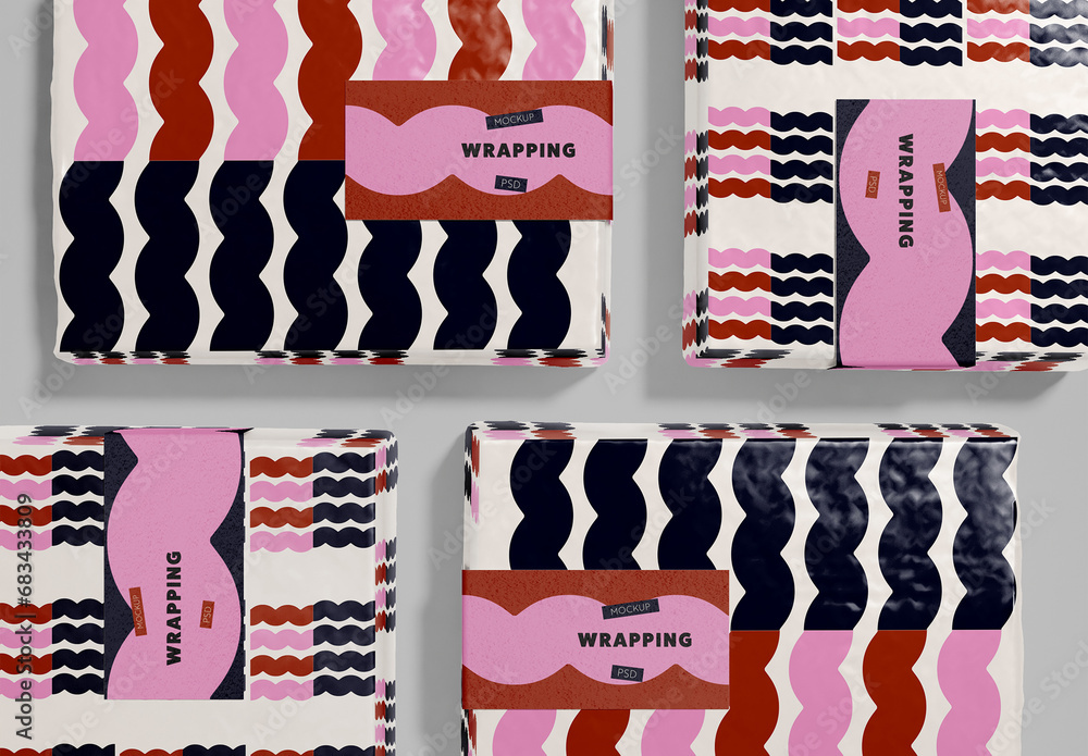 Top View of Four Boxes Packaging Mockup Stock Template | Adobe Stock