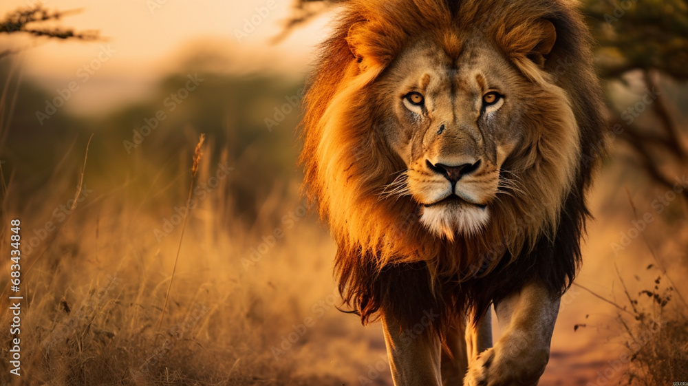 Capturing the majestic presence of a lion in the wild, showcasing its ...