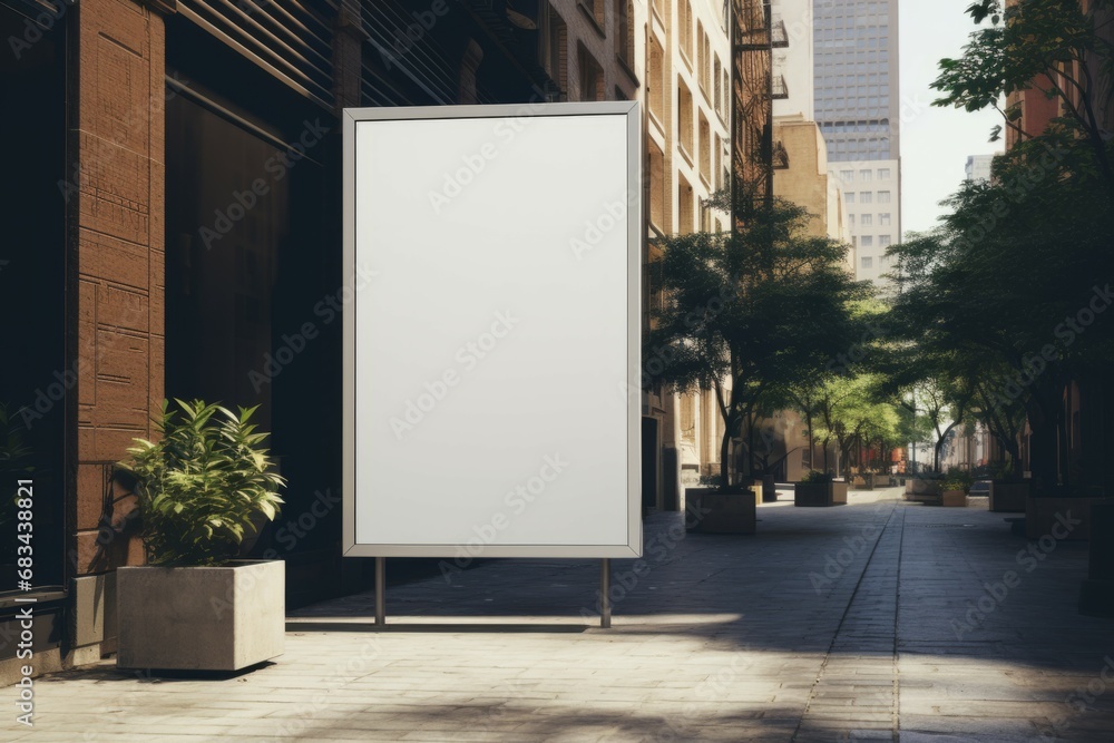 outdoor city light mall shop template. Blank billboard mock up in a ...