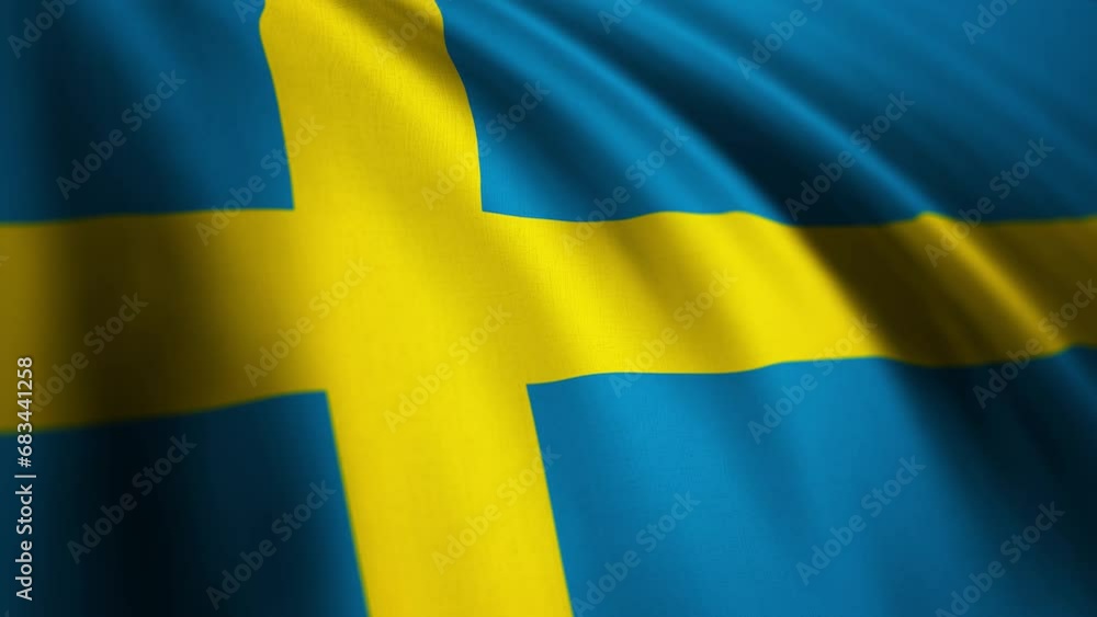 Looping waving flag of Sweden in stunning detail. Swedish people ...
