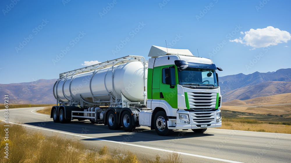 Truck with hydrogen fuel tank trailer H2 Hydrogen. Renewable or ...