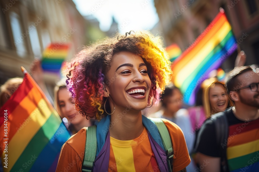 Portraits of very happy members of the LGBTQI+ community standing ...