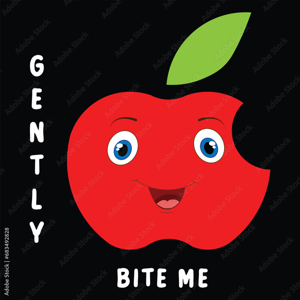 apple with a smile, cute cartoon red apple with lovely emotions. Set of ...