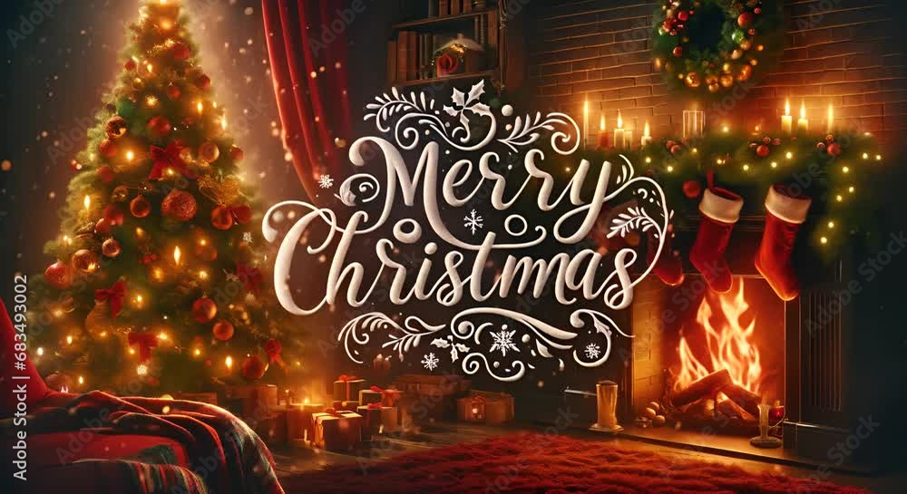 The phrase Merry Christmas in elegant, cursive script, centered on a ...