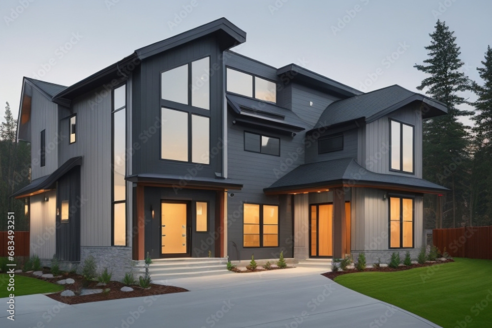 The exterior of this newly built home in the Northwest region of the ...