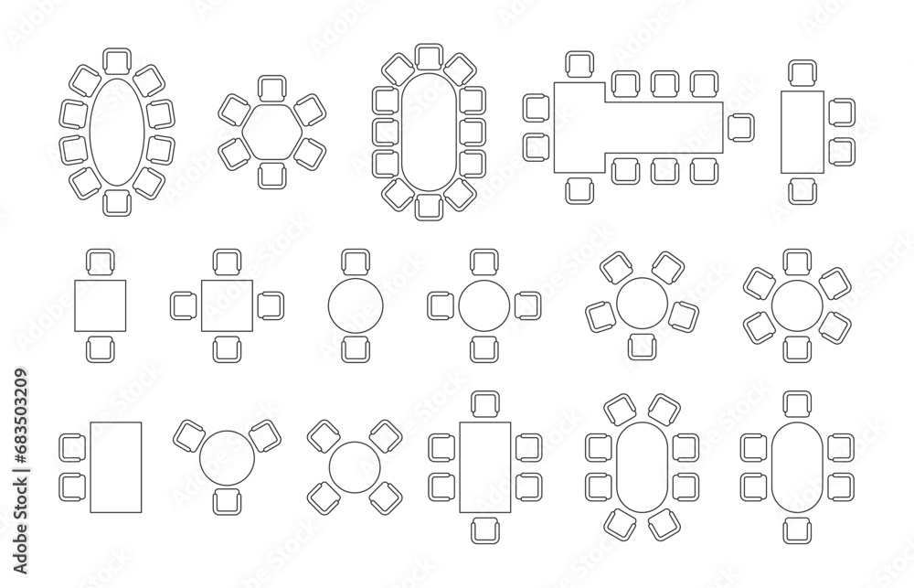 Seats arrangement plan. Floor plan with chairs and tables for ...