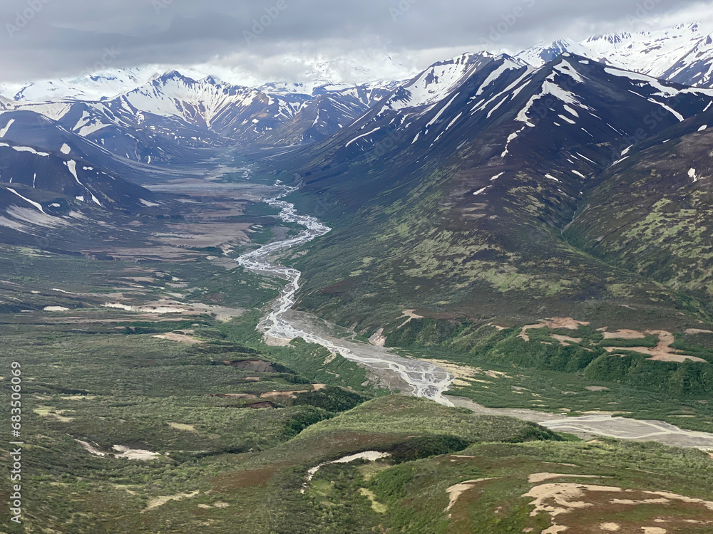 Katmai National Park, Alaska. Savonoski River, braided Class I-II river ...