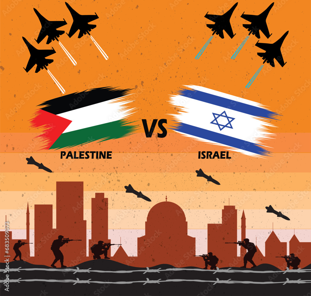 Israel vs Palestine war concept. Palestine War Concept with army ...